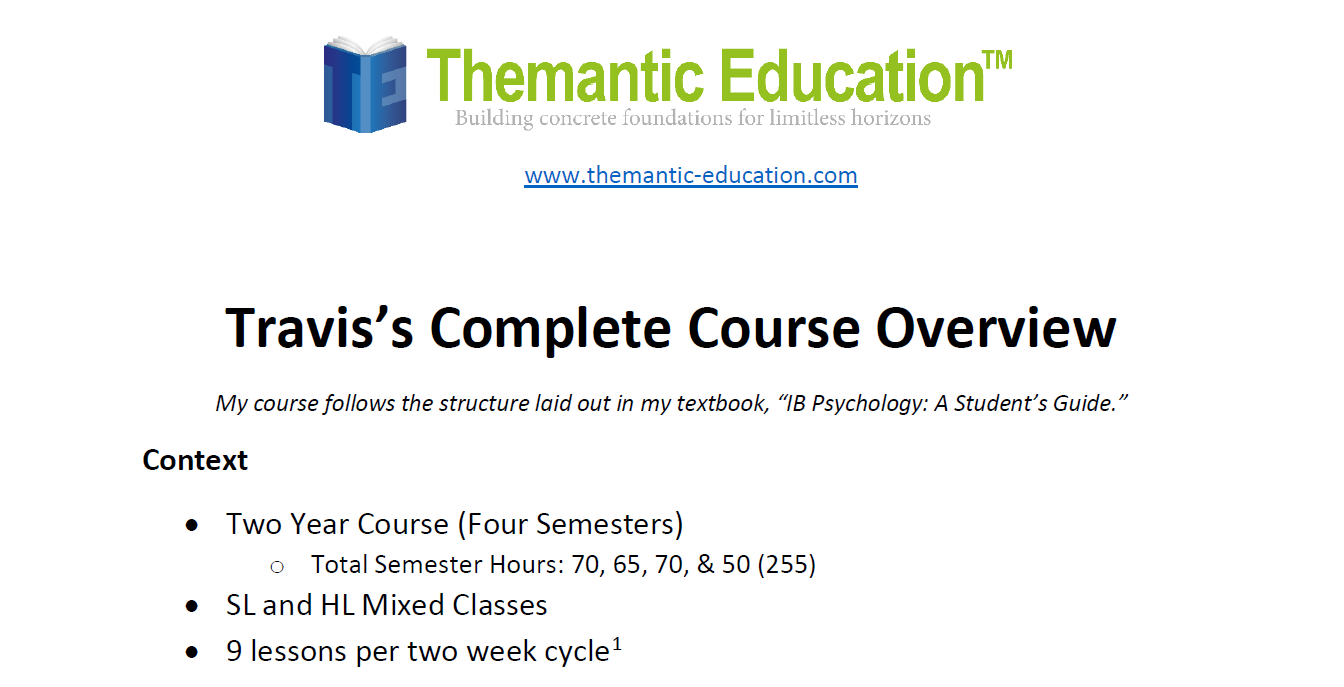 Sample course outlines | IB Psychology